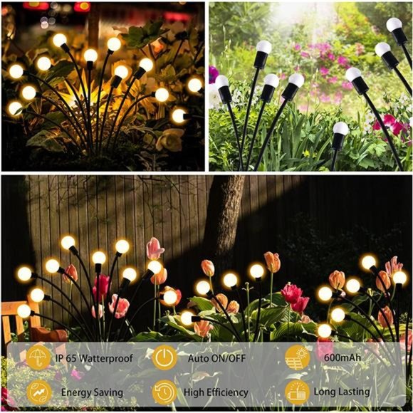 Accents | 2 Pack 1led Solar Firefly Light Garden Light Ip65 Waterproof ...